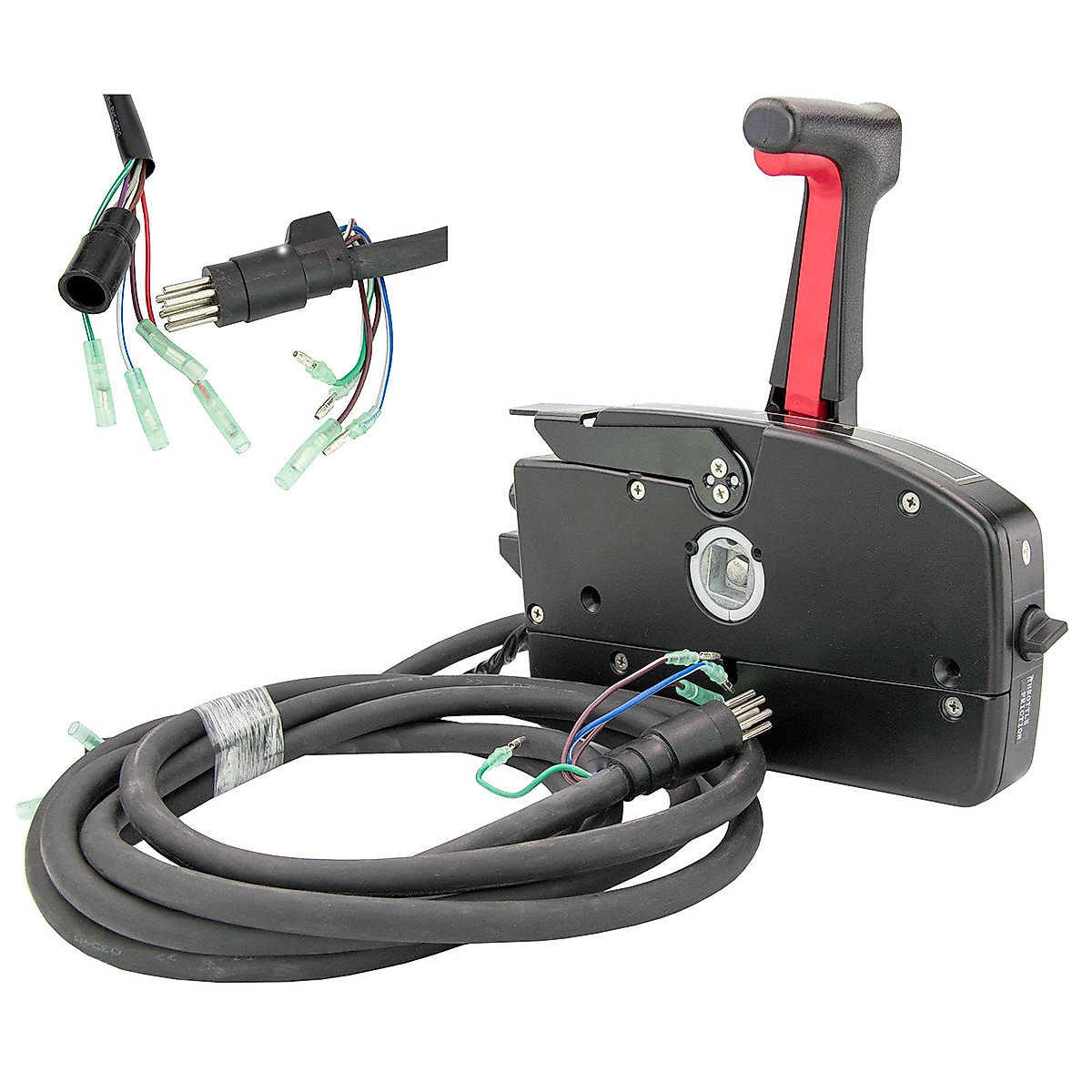 Outboard Engine Remote Control Box for Mercury OEM 881170A15 Right Hand Marine Throttle Control Box Side Mount Boat Remote Control Box with 15FT Cable Trim & Tilt 8 Pin 12 Core, black