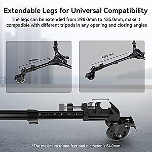 SmallRig Universal Photography Tripod Dolly, Heavy Duty with 3" Rubber Wheels, Adjustable Legs and Carry Bag, 33 lbs Capacity Tripod Wheels for Canon for Sony Cameras Camcorder Video Lighting- 3986