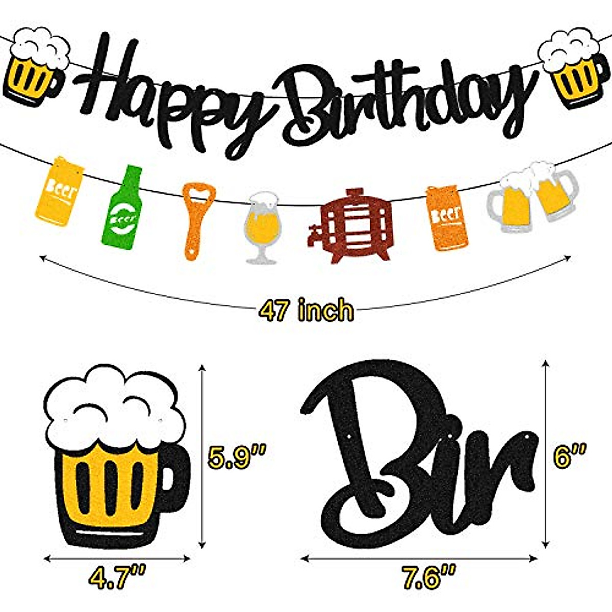 Happy Birthday Banner for Men Cheers for 21st-100th Years Bday Party Backdrop Decoration for Women Adult Him Her Celebrating Birthday Anniversary Event Garland Supplies Pre-Strung