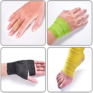 YYTZM (12-Pack) 1 inch x 5 Yards,Self Adhesive Bandage Wrap,Tattoo Grip Cover Sports Tape for Sports Injury,Strain,Knee and Wrist,Ankle Sprains and Swelling First Aid