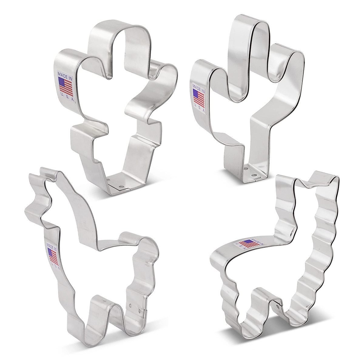 Llama and Cactus Cookie Cutters 4-Pc Set Made in USA by Ann Clark