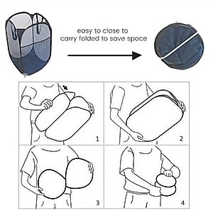 Mesh Pop up Laundry Hamper Foldable Small Clothes Storage easy to open and fold up forHome，travel