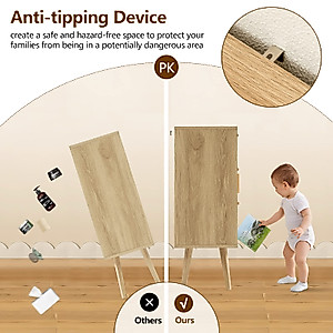 Iwell Storage Cabinet with Rattan Door & 3 Drawers, Rattan Cabinet with Adjustable Shelf, Accent Cabinet for Living Room, Entryway, Natural