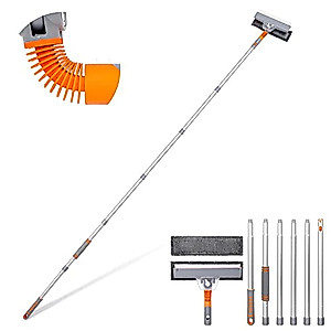 Clonynix 2 in 1 Squeegee for Window Cleaning with Extension Pole Detachable Cleaning Kit 94" Rotatable Washing Equipment Glass Cleaning Tools for Indoor/Outdoor