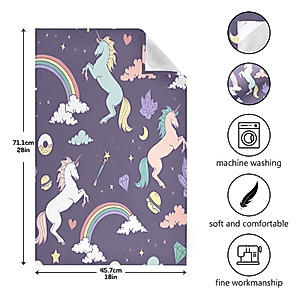 Kigai 1 Pack Rainbow Star Unicorn Kitchen Towels Soft Highly Absorbent Dish Towels Reusable Tea Towels Set 28 x 18 Inch