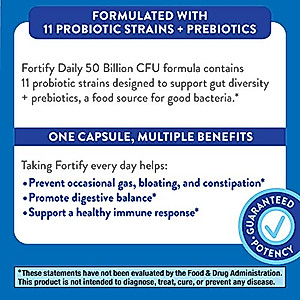 Nature's Way Fortify Daily Probiotic + Prebiotic for Men and Women, 50 Billion Live Cultures, Extra Strength Digestive and Immune Health Support* Supplement, 30 Capsules