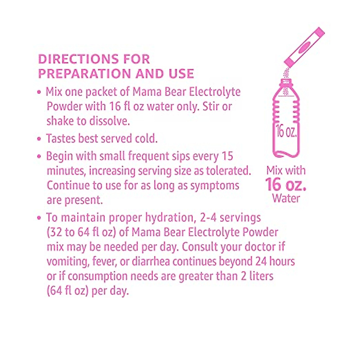 Amazon Brand - Mama Bear Electrolyte Powder Packets 0.6oz, Strawberry Lemonade, 6 Count