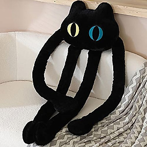 Long Cat Plush Pillow,39" Cute Black Cat Stuffed Animals Kawaii Soft Plushies,Big Plush Toys Gift for Girlfriend Kids