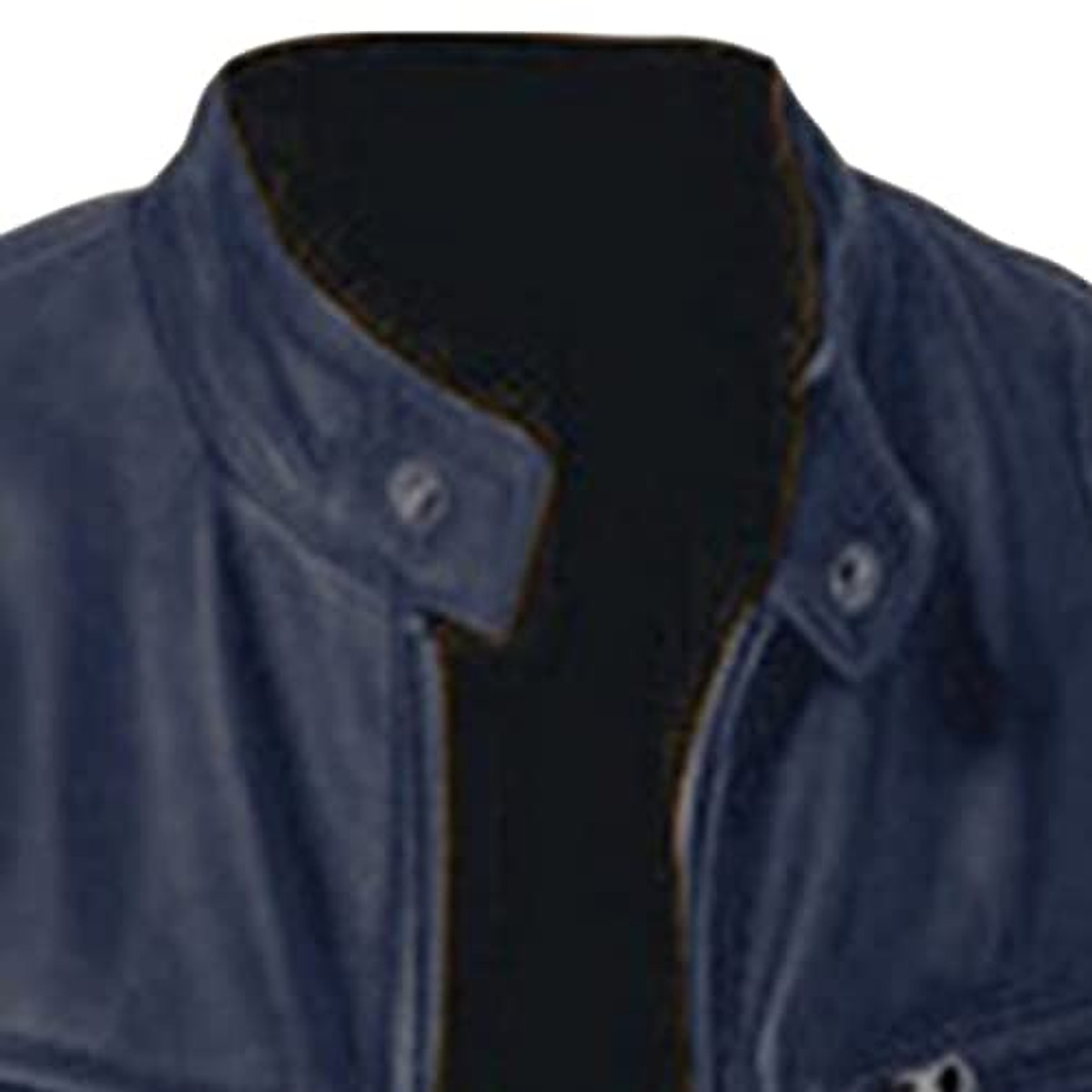 Maiyifu-GJ Men's Faux Leather Biker Jacket Vintage Motorcycle Jacket Outerwear Retro Stand Collar PU Leather Slim Fit Coat (Dark Blue,4X-Large)