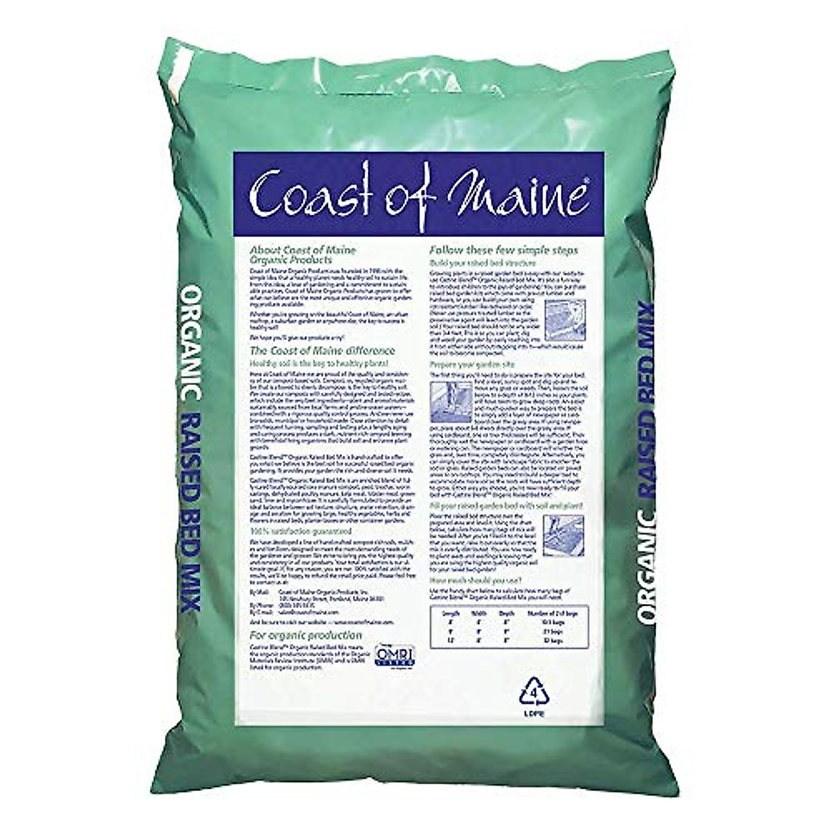 Coast of Maine Castine Blend Organic Raised Bed Soil Mix with All Natural Ingredients for Vegetables, Herbs, and Flowers, 1 Cubic Feet (10 Pack)