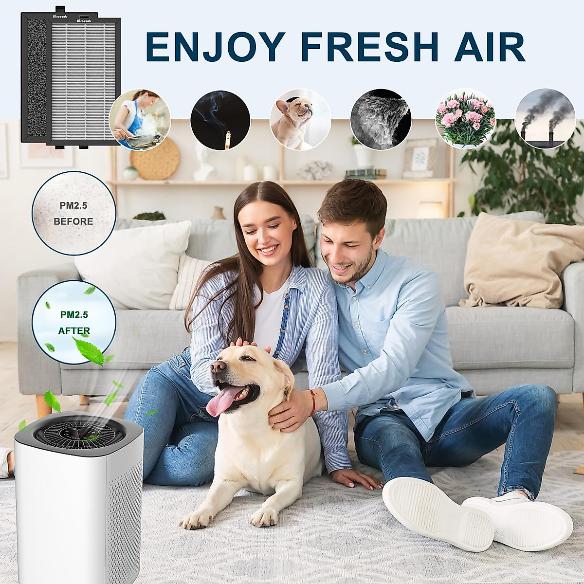 Slirceods PM1240B&AP2 Air Filter Replacement For Air Purifier Compatible with Priestley pm1240b For Airversa AP2 Air Purifier, 3-stage Filtration System, Pre-Filter, H13 Filter（4-Pack)