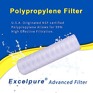EXCELPURE 5 Micron 10"x2.5" Whole House String Wound Sediment Filter for Well Water, Replacement Cartridge for Universal 10 inch RO System, WP-5, Aqua-Pure AP110, CFS110, Culligan P5, CW-MF, 4PACK