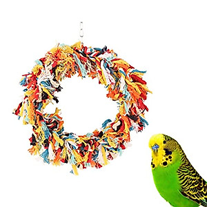Mipcase Parrot Swings, Bird Parrot Toys, Hanging Ring Birdcage Swings, Cotton Rope Parrot Chewing Toys Pet Bird Hammock Swing for Budgie Cockatiels, Parakeets, Parrots, Small Birds