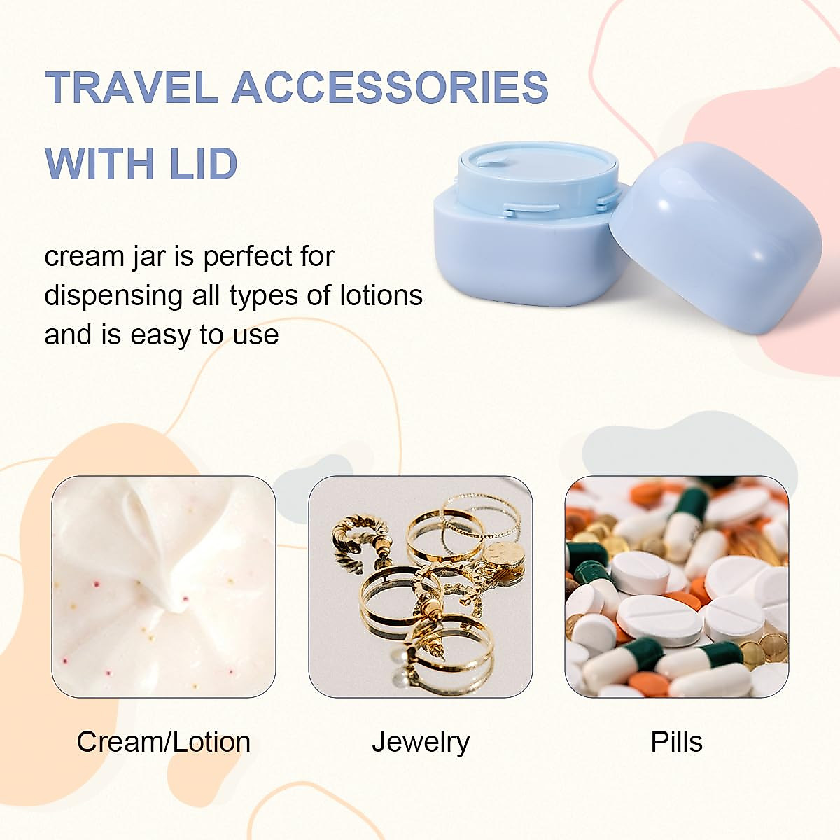 ASEVAT Refillable Cream Jars with Lids, 4 pack Leakfproof Travel Cosmetic Containers, Small Cosmetic Jars for Cream, Lotion, Face Scrub, Hair Conditioner (1.7oz-4 Pcs)