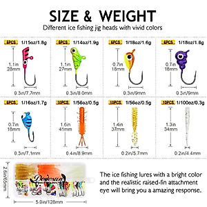 Dovesun Fishing Kit Ice Fishing Jigs Ice Fishing Lures Walleye Fishing Lures Crappie Jigs 58pcs