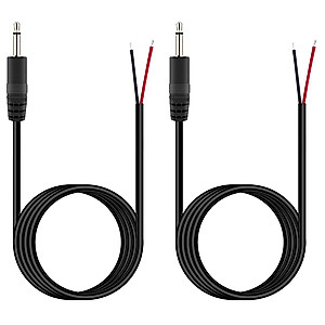 Fancasee 2 Pack 6 ft Replacement 3.5mm Male Plug to Bare Wire Open End TS 2 Pole Mono 1/8" 3.5mm Plug Jack Connector Audio Cable Repair