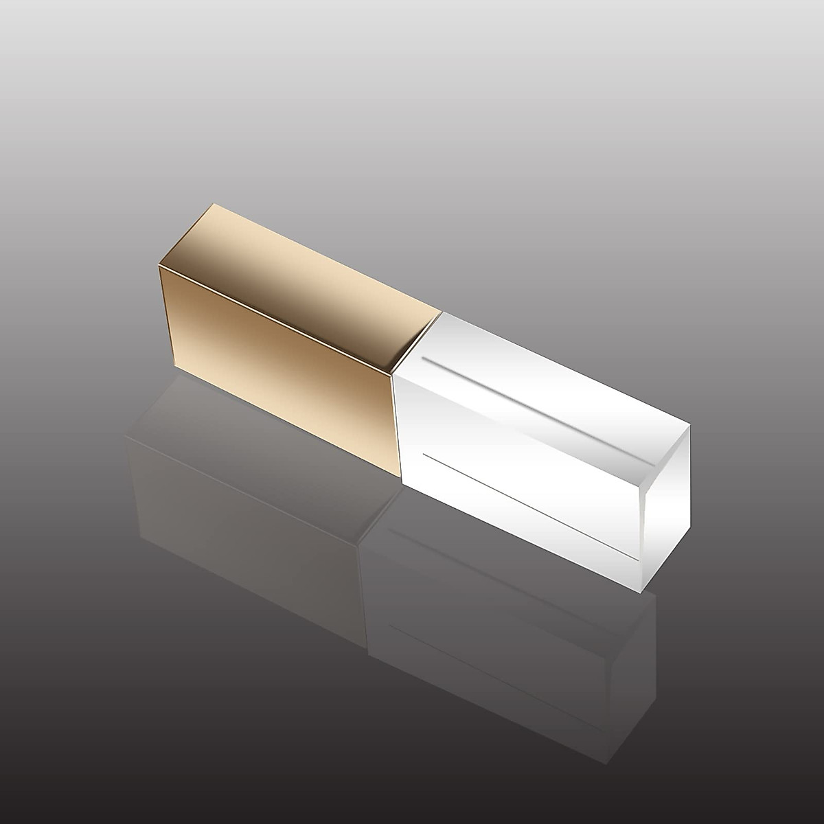 64GB USB 2.0 Flash Drive Novelty Gold Crystal LED Light Glass Transparent Rectangle Shape Pen Drive Thumb Drive Memory Stick Memoria USB Pendrive Wedding Gift