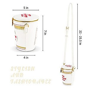 USTYLE Cup Noodle Shaped Crossbody Bag, Cute Party Bag Girl Women Novelty Fashion Daily Use Shoulder Bag (white)