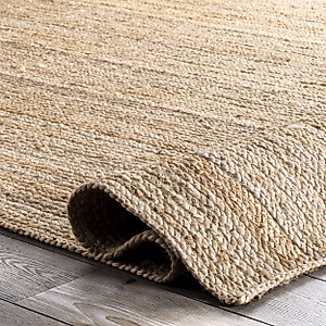 nuLOOM Rigo Hand Woven Farmhouse Jute Area Rug, 4' x 6', Natural