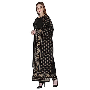 MESMERIICAL Women's Black Kurta Set with Dupatta (as1, alpha, l, regular, regular)
