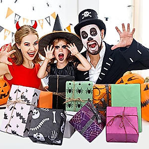 100 Sheets Halloween Tissue Paper Black Orange Wrapping Paper Bat Pumpkin Spider Tissue Paper Skull Gift Wrapping Tissue for Birthday Party Gift Bag DIY Crafts