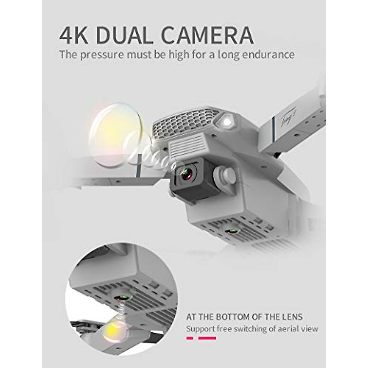 E88 Pro Drone with dual 4k camera, Kids/Beginner, wifi fpv 1080 hd, Dual foldable RC Quadcopter , Altitude hold, Headless mode, visual positioning, auto return, mobile app control, Black, 360 flip