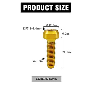 RISON Titanium Bolts M7x1x24.5mm Titanium Bolts Gold M7 Titanium Split Rim Bolts GR5 Bolts Pack of 5