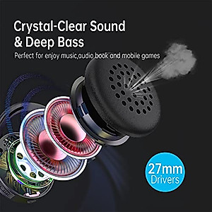 Lahtiwey Wireless Headphones with Boom Microphone,On-Ear Comfortable Protein Earpads HD Stereo Sound Bluetooth Earpones,18 Hrs Battery Clear Calls for Travel,Work and Sports