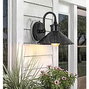 JOESA Dusk to Dawn Classic Outdoor Barn Light Fixture, Outdoor Waterproof and Rust Resistant Gooseneck Barn Lights, E26 Front Porch Lights for House, Garage, Garden