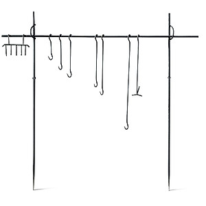 Guide Gear Campfire Cooking Equipment Set; Heavy-Duty Iron Side Posts, Hooks, Lid Lifter, Utensil Holder and Poker