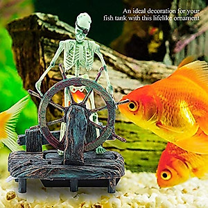 Mesee Aquarium Pirate Captain Decoration, Skeleton Seaman Landscape Fish Tank Decor, Undersea Air-driven Aquatic Ornament Decorations for Home Fishing Tank /Arts Crafts /Decorating