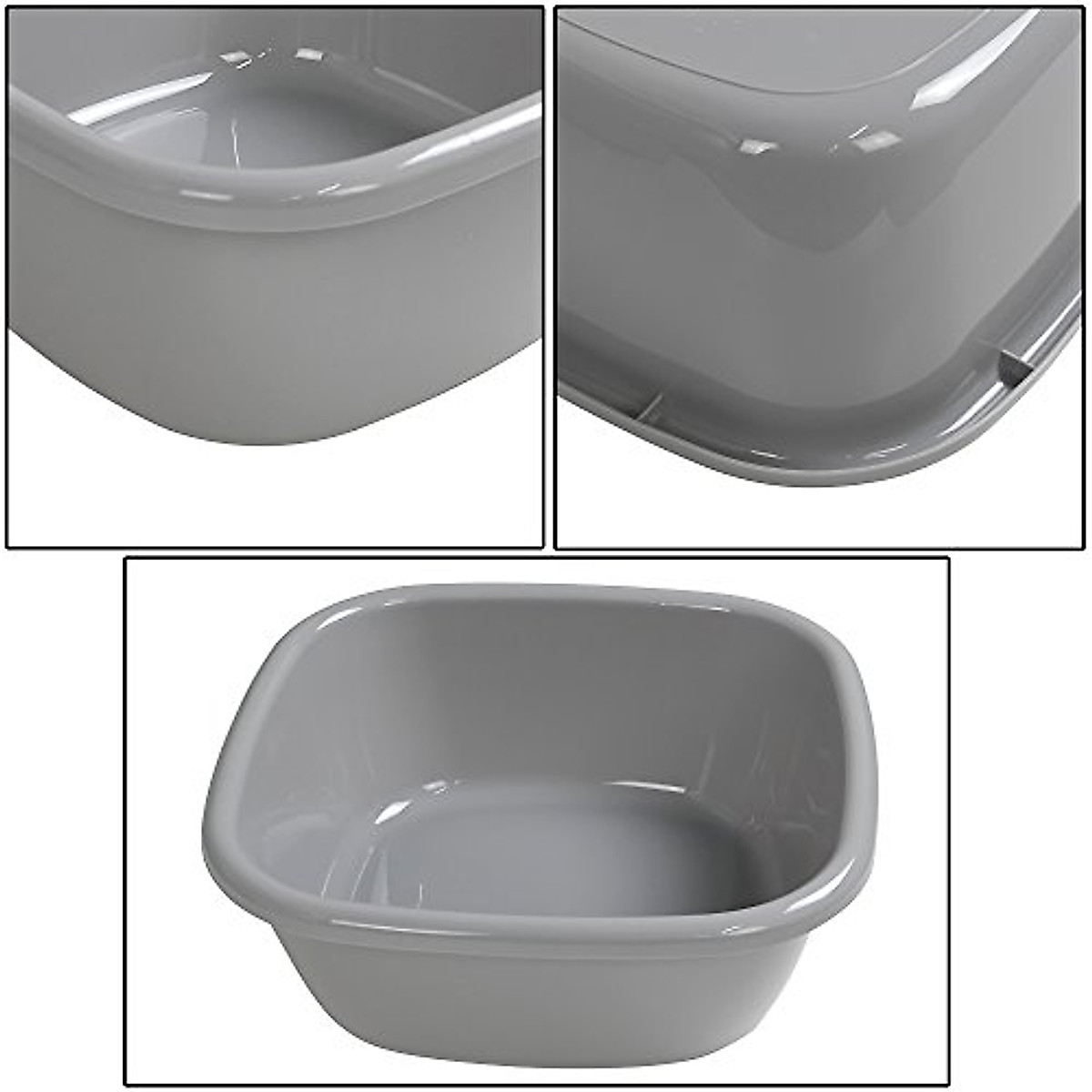 Begale 4-Pack 12 Quart Wash Basin, Dish Bin, Gray