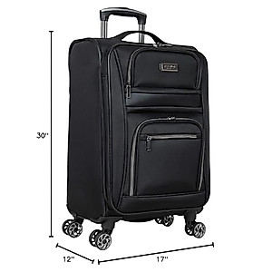 Kenneth Cole REACTION Rugged Roamer Lightweight Softside Expandable 8-Wheel Spinner Luggage, Black, 2-Piece (20” Carry-On/28” Check Size)