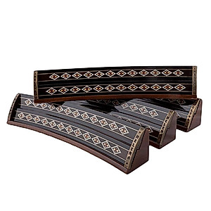 Wooden Mosaic Inlaid Oval Rummy Game Set - Wooden Rummy Cube Black veneered