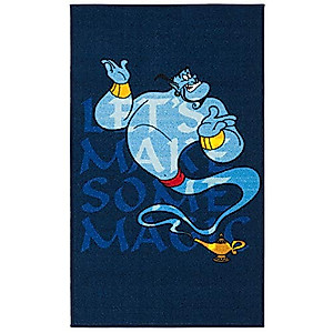 SAFAVIEH Machine Washable Slip Resistant Collection 2' 3" x 3' 9" Blue/Light Blue Inspired by Disney Aladdin - Genie Kids Bedroom Nursery Playroom Area Rug