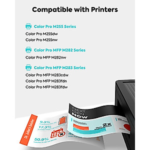 206A M283fdw Toner Cartridges 4 Pack with Chip Compatible Replacement for HP 206A Toner Set W2110A W2111A W2112A W2113A for HP Color Pro MFP M283fdw M283cdw M282nw M255dw M255nw M255 M283 Printer Ink