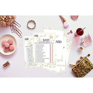 He Said She Said Bridal Shower Games, Wedding Shower and Bachelorette Party - Set of 30 Cards, Gold Champagne Bridal Wedding Activities Game Cards for Guests, Bridal Shower Party Decorations-LH1