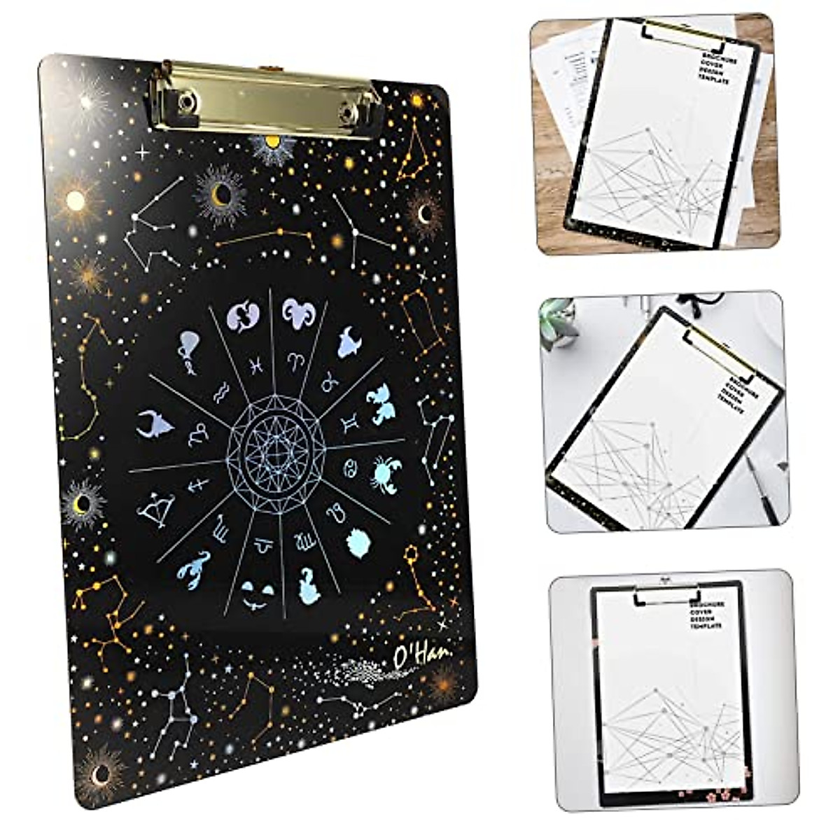 Tofficu Gold Clipboard Pattern Paper Exam Practical for with Low Fashion Clipboards Case Clip Document Portable Teacher Nurses Clipboard Storage Letter File Convenient Size Board