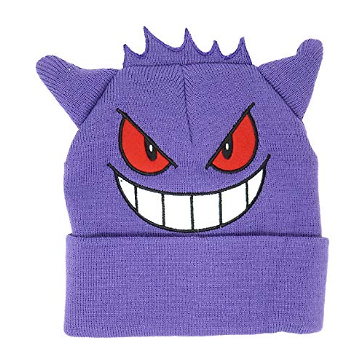 Bioworld Pokemon Gengar Embroidered Cuff Beanie Cap Hat One Size Licensed New Purple