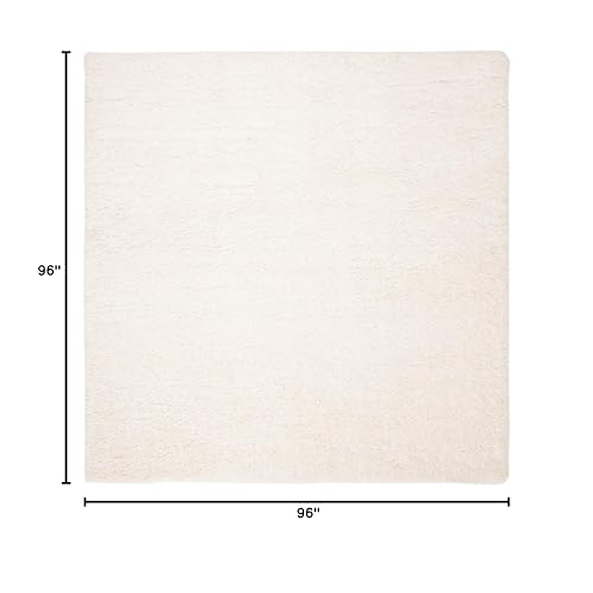 SAFAVIEH Fontana Shag Collection Area Rug - 8' Square, Ivory, Solid Design, Non-Shedding & Easy Care, 2-inch Thick Ideal for High Traffic Areas in Living Room, Bedroom (FNT800A)