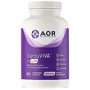 AOR, CurcuVIVA, Natural Supplement to Support Joint, Digestion and Liver Health, High Bioavailability Curcumin, 400 mg, Vegan, 60 capsules (60 servings)