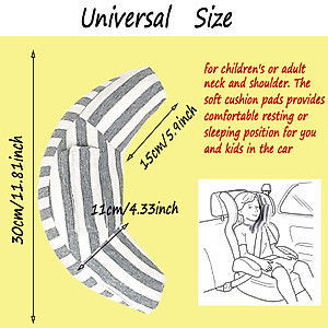 Car Seat Travel Pillow Neck Support Cushion Pad for Kids, WenMei Super Soft Headrest Shoulder Pad in Car, Universal Safety Belt Sleeping Pillow for Children Adults, Compatible with All Cars (Gray)
