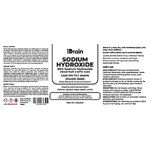 iDrain Sodium Hydroxide (NaOH) as a Drain Opener, Grease Trap Cleaner & Septic Tank Maintainer 1-Pound