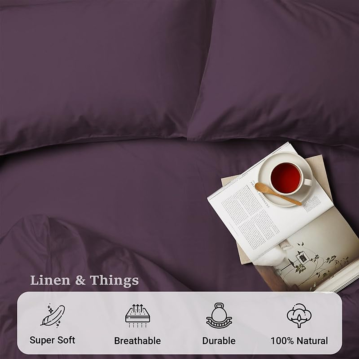 Luxury Soft 4 Piece Sheet Set, 800 Thread Count Egyptian Cotton - Queen Size Bed Sheet Set, Super Soft Sateen Weave, Fit Mattress 15'' Deep Pocket - Plum Solid