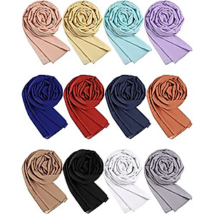 Wesiti 12 Pcs Women Chiffon Silk Scarf Shawl Wrap Soft Lightweight Solid Color Chiffon Hijab Scarf Long Fashion Scarves(Stylish Colors)