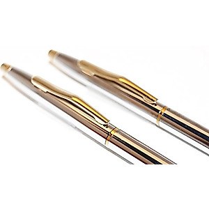 Classic Chrome and Gold Police Uniform Pens | Gold Polished Steel Saint Michael’s Coin | Law Enforcement Uniform pens | Pocket pens for Police | Gold Police Challenge Coin