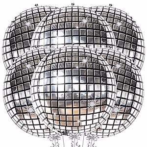 KatchOn, Big Silver Disco Ball Balloons - Pack of 6, Disco Party Decorations | 4D Sphere Disco Balloons for Disco Bachelorette Party Decorations | New Years Balloons for New Years Decorations 2025