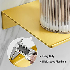 LAIGOO 2 Pcs Gold Floating Shelves for Wall Organizer, Makeup Organizer Wall Mount Bathroom Wall Shelves Countertop Organizer, Display Ledge Shelves, Space Aluminum, Shower Shelf (19.68+19.68 Inch)