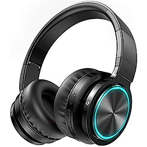 Picun B12 Wireless Bluetooth Headphones,HD Stereo Sound Over Ear Headphones with Built-in Microphones, Deep Bass 20 Hours Playtime, Fast Charge Bluetooth 5.2 Headset for Adults, School, Travel, Black