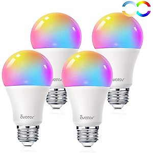 Avatar Controls 4 Pack Smart Light Bulbs, Alexa WiFi LED Bulbs Music Sync RGBCW Color Changing Lights, No Hub Required (E26 A19 8W)